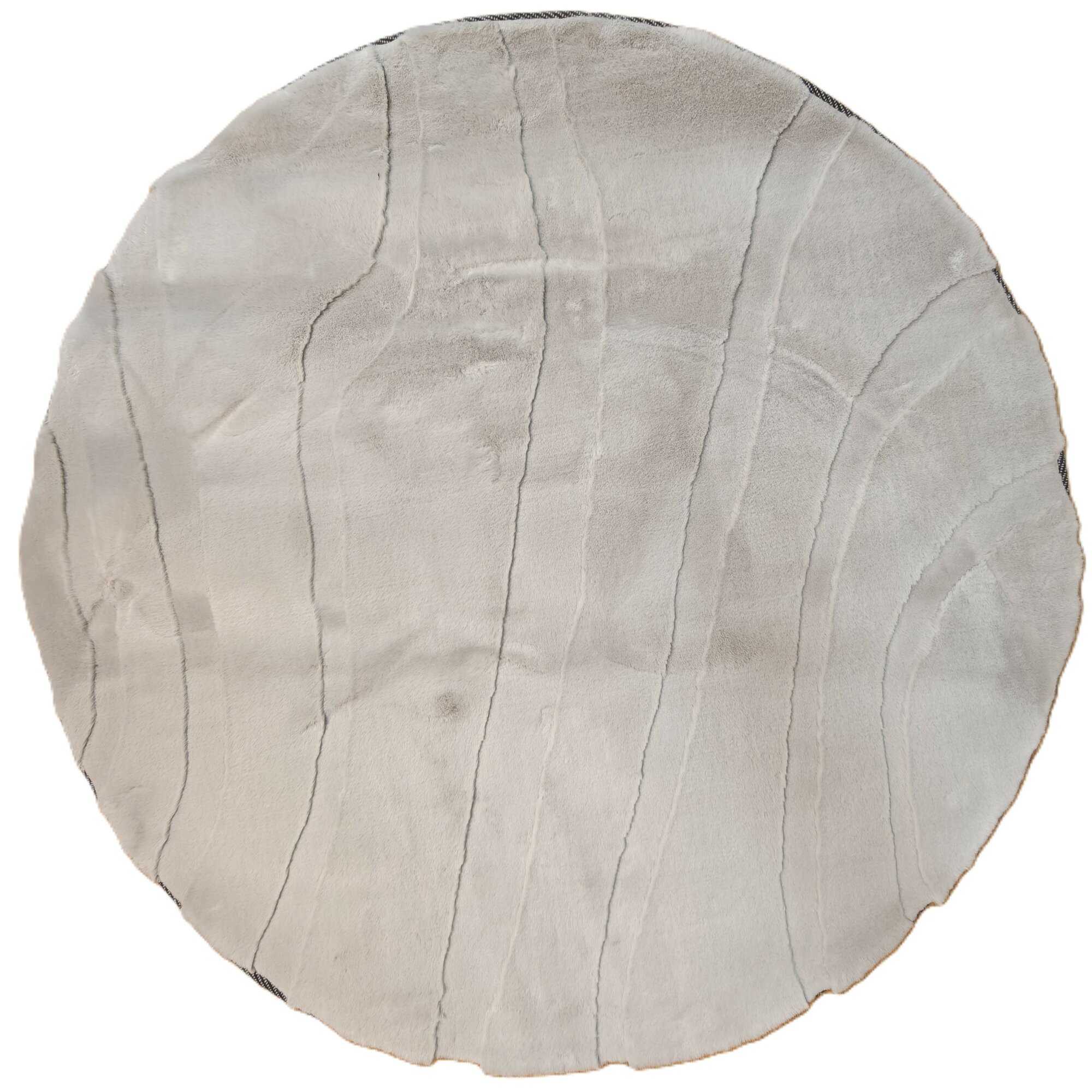 Коврик из высокоплотного искусственного кроличьего меха круглый "REX+ светло-серый" 100х100 см
