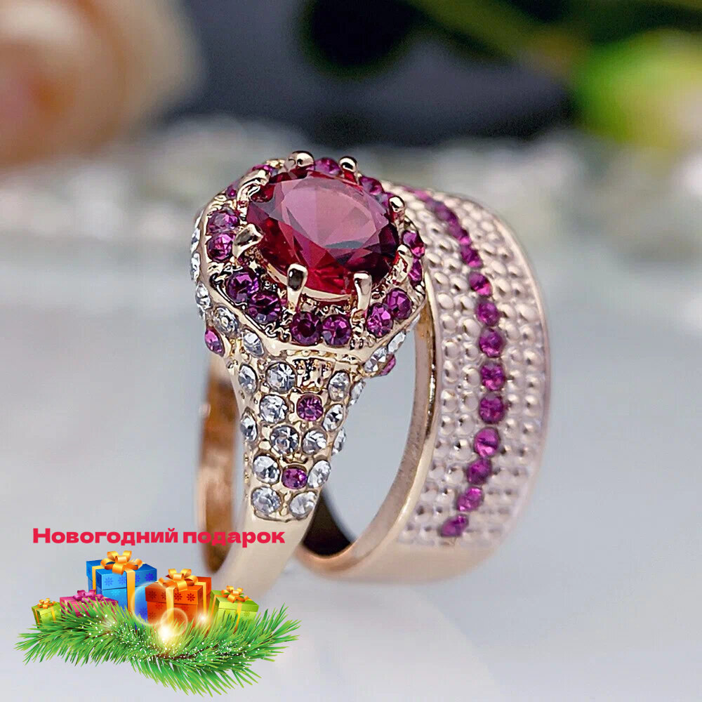 Кольцо помолвочное, циркон, горный хрусталь