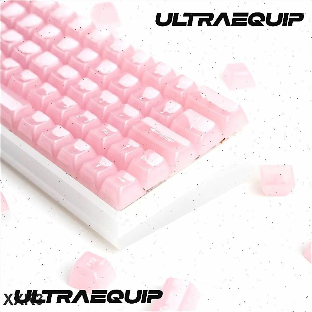 Кейкапы для механической клавиатуры - ULTRAEQUIP Набор "Фиолетовый Кристалл": 115шт, Фиолетовые Кристаллические, Матовые Полупрозрачные, Профиль Cherry, 4-Боковая Высокая Прозрачность, для MX Switch