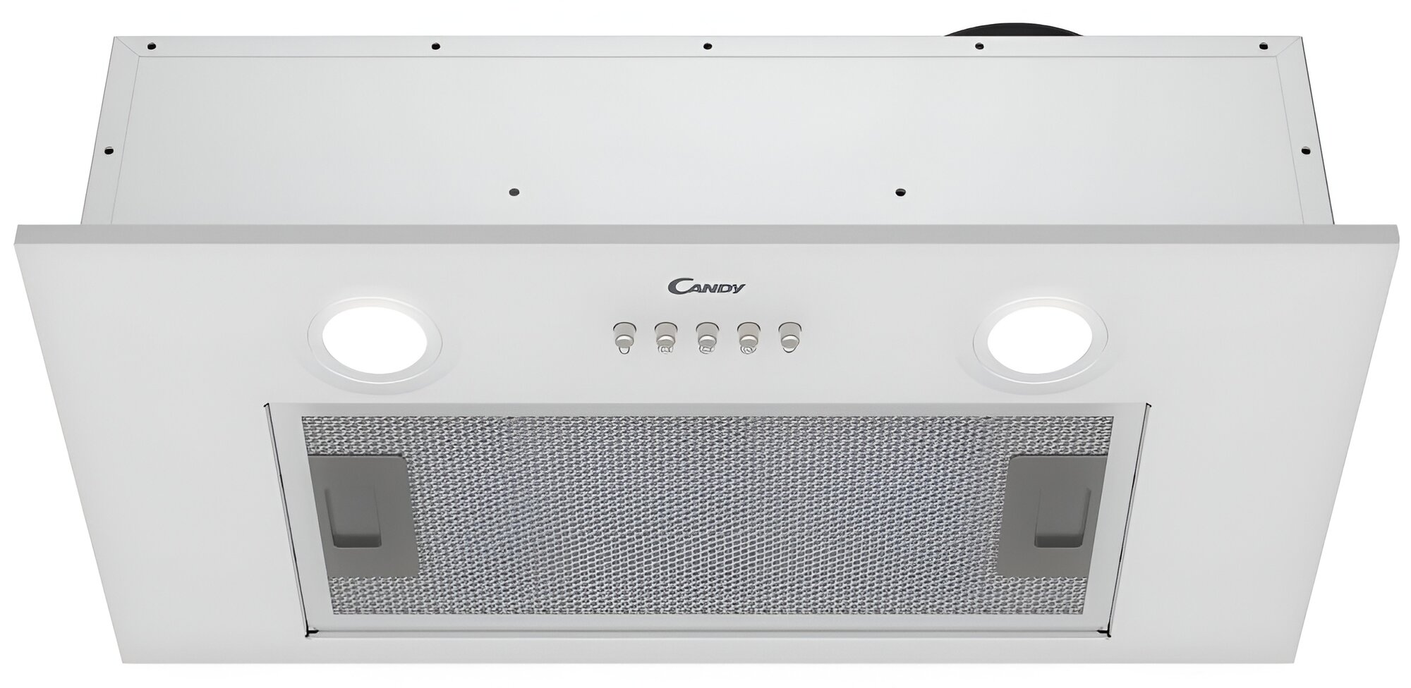 Вытяжка полностью встраиваемая Candy CPY5MWP-07 белая, штуцер диаметром 120 мм, 450 м куб./ч, LED