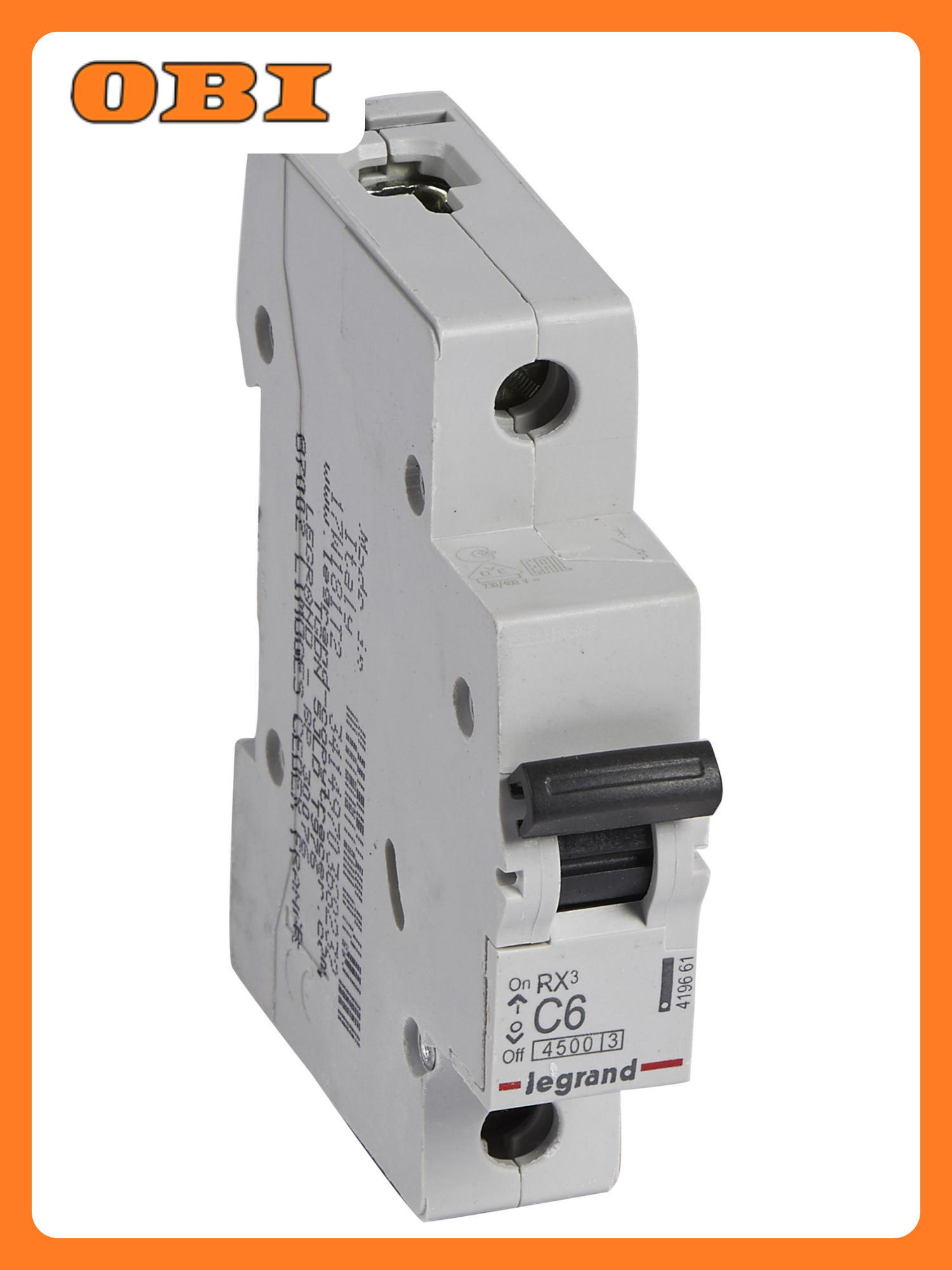 Автоматический выключатель Legrand RX3 1Р C6 А 4,5 кА 30 мА