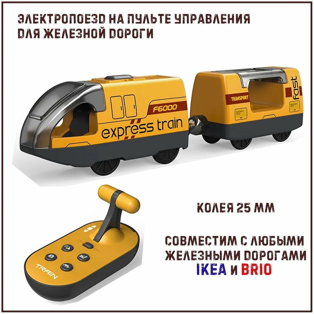 Поезд на радиоуправлении для железной дороги, колея 25 мм, совместимый с икеа и брио