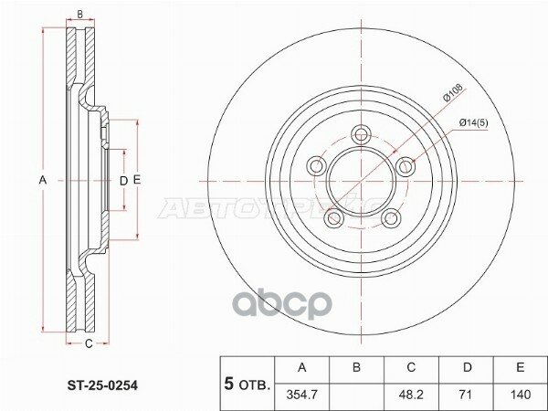 Диск тормозной (Спереди) Jaguar F-Type 13- / XF 07-16 Sat арт. ST-25-0254