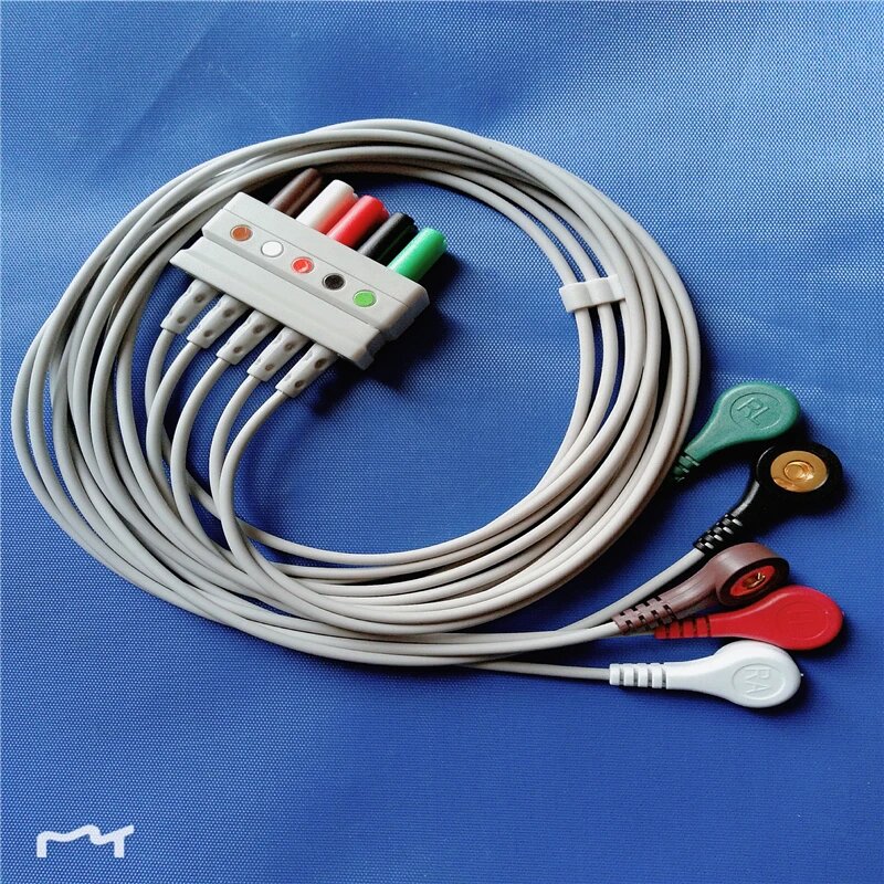 Новый совместимый кабель Siemens для ЭКГ, 5 свинцовых зажимов для ЭКГ, кабель для пациента
