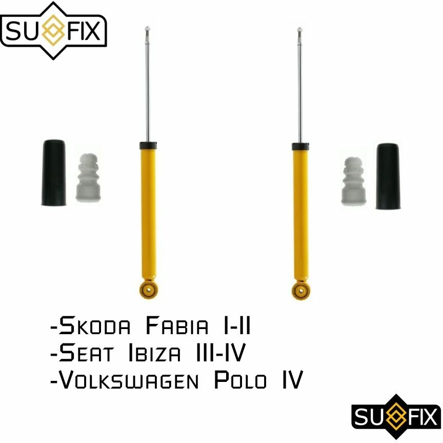 Задние амортизаторы с пыльниками и отбойниками Sufix для Skoda Fabia I-II, Seat Ibiza III-IV, Volkswagen POLO IV, Шкода Фабия