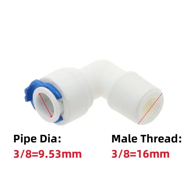 Аксессуары для аквариума RO, быстрый разъем, внешний диаметр 6,35 мм, 9,53 мм, шланг 1/8 1/4 3/8 1/2 3/4BSP, адаптер с наружной резьбой, колено, комбинированная трубка
