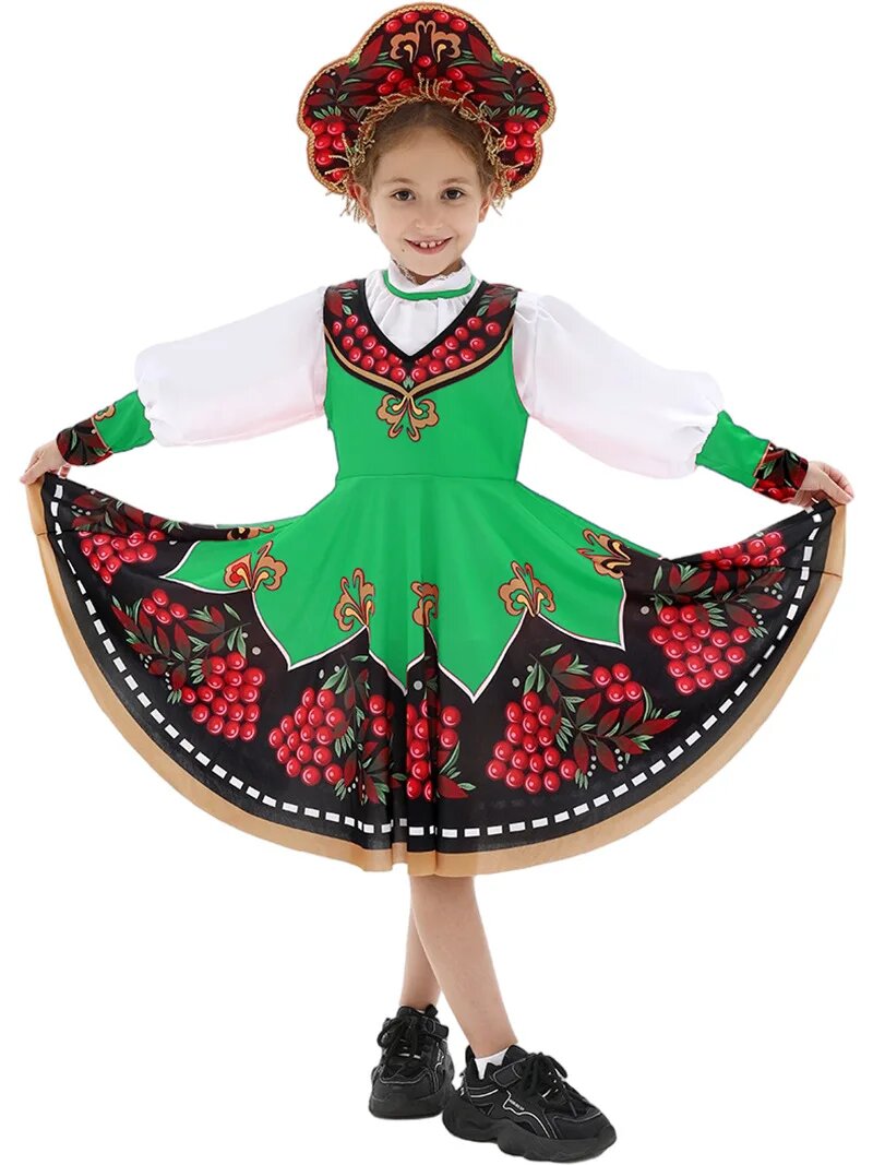 Детский костюм русской народной стилистики XL, Зеленый, зеленый