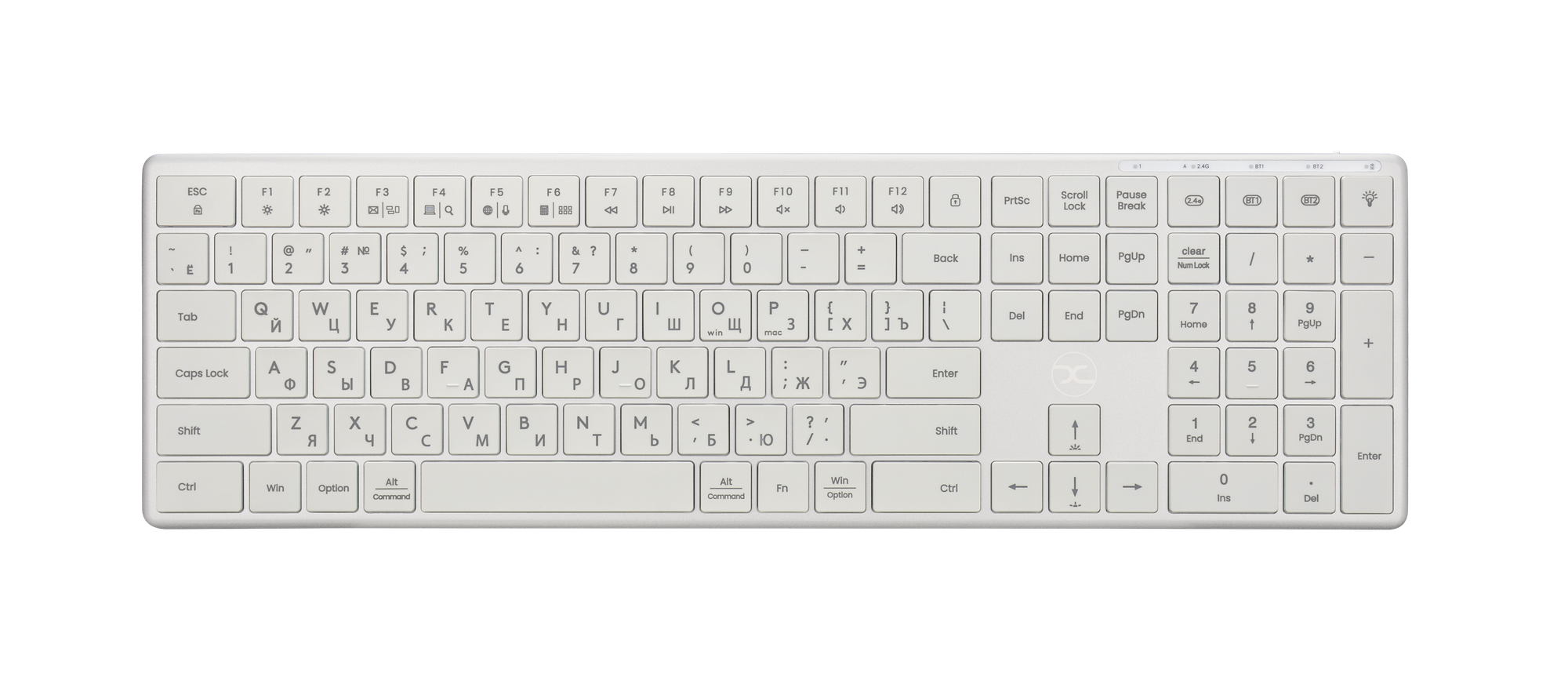 Беспроводная ультратонкая клавиатура xGhost Blade, 110 клавиш, ножничные переключатели, алюминиевый корпус, White Silver