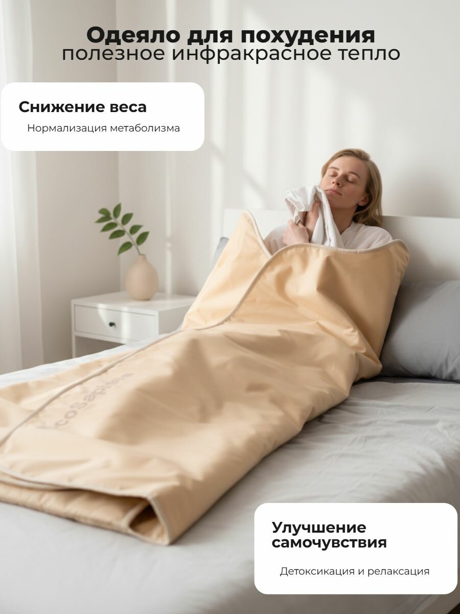 Термоодеяло для обертывания и инфракрасной сауны EcoSapiens Infrasauna 220х180 см бежевое