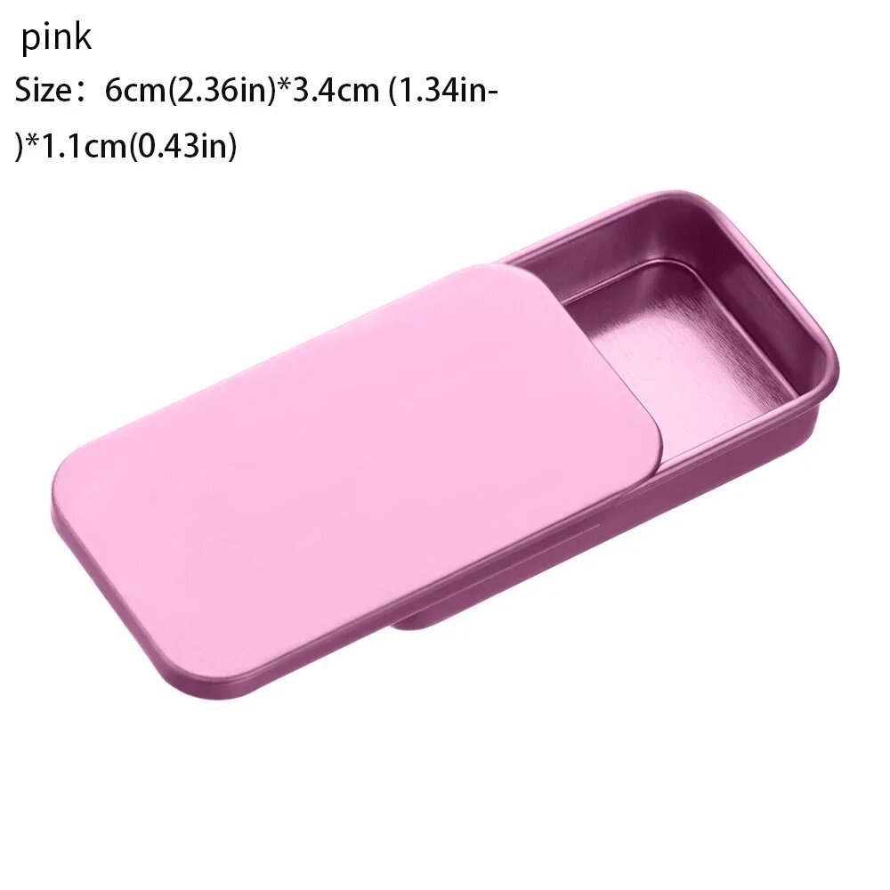 Металлическая прямоугольная пустая коробка Розовый, Pink 6x3.4x1.1cm