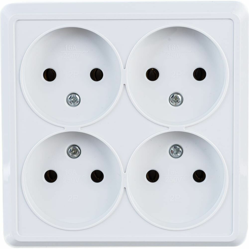 Розетка 4-м ОП Олимп 16А IP20 квадрат. без заземл. бел. UNIVersal 1164