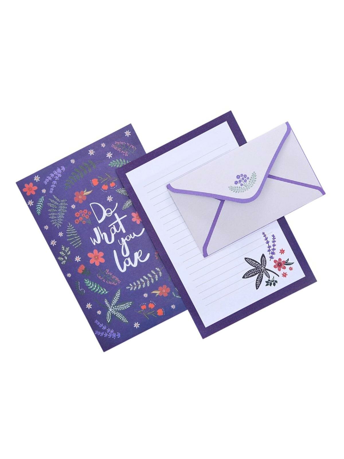 Конверт с милым цветочным рисунком в виде животных, бумага для письма в блокноте