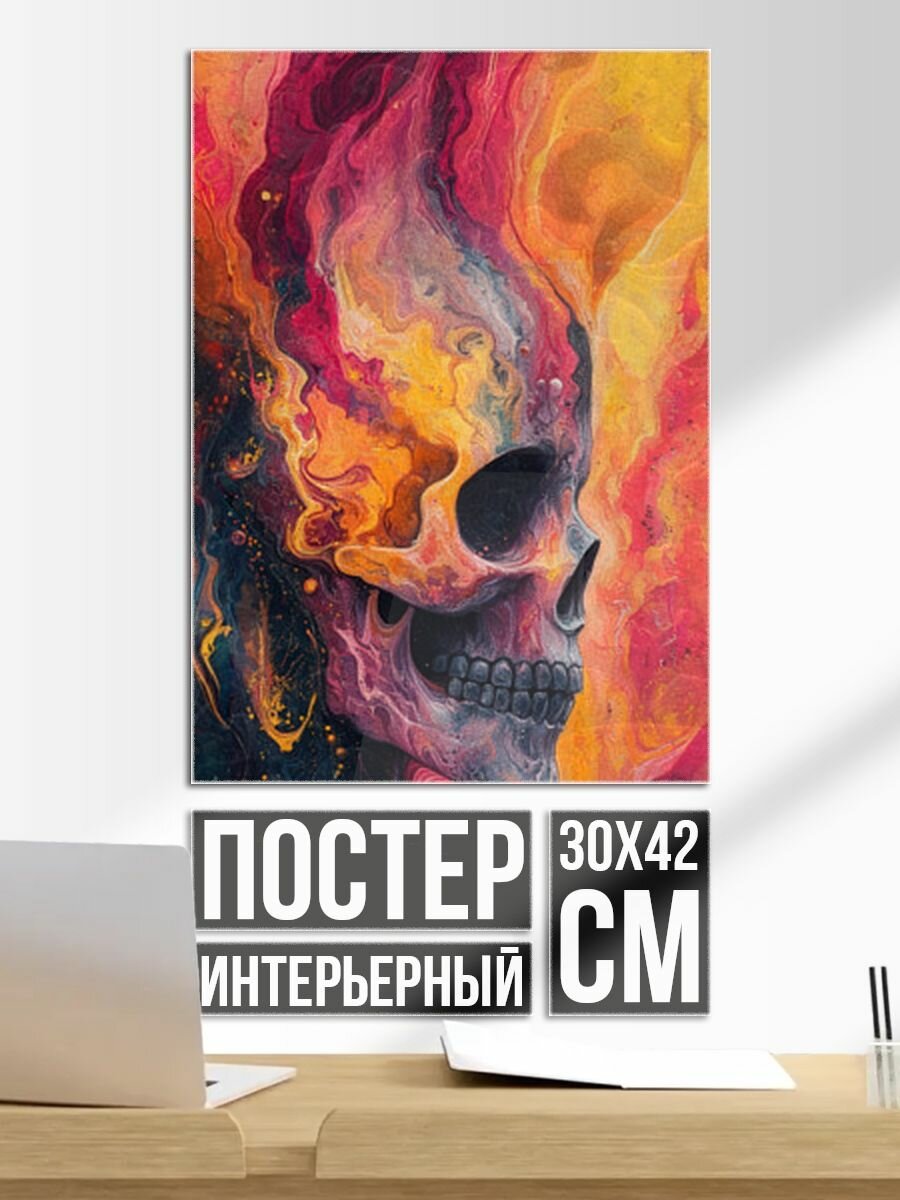 Постер на стену Череп в RGB хаосе