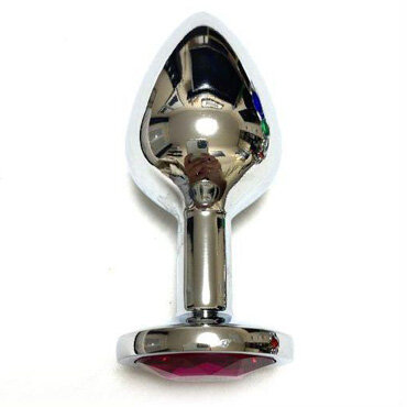 Анальная пробка с розовым кристаллом Среднего размера