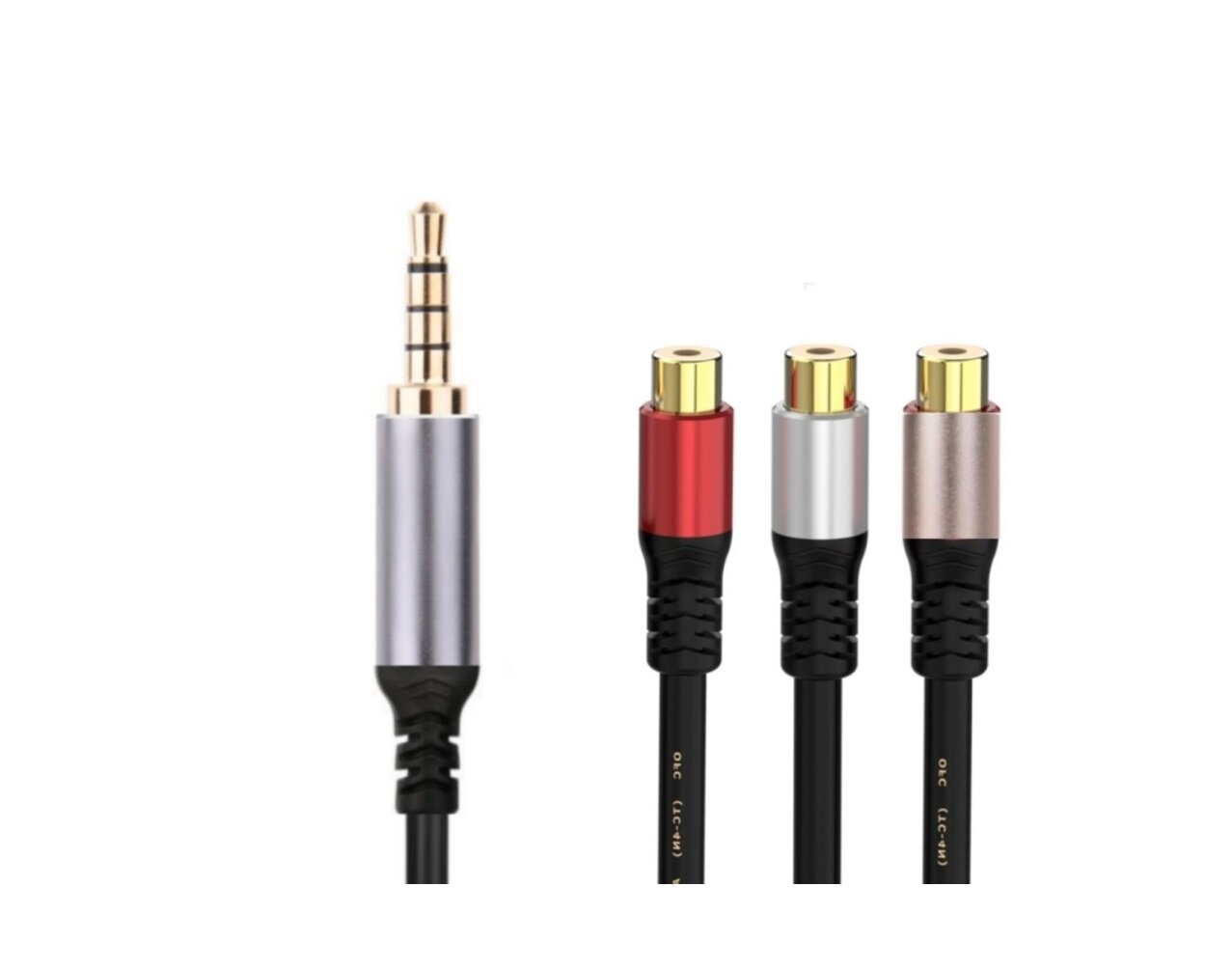 Шнур-переходник S1296, Jack 3,5 (M)-3RCA(F), Premium, 0,3 метра