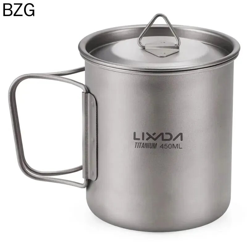Lixada Титановая чашка с наклонной ручкой (с крышкой) Ta8306-1 450 мл