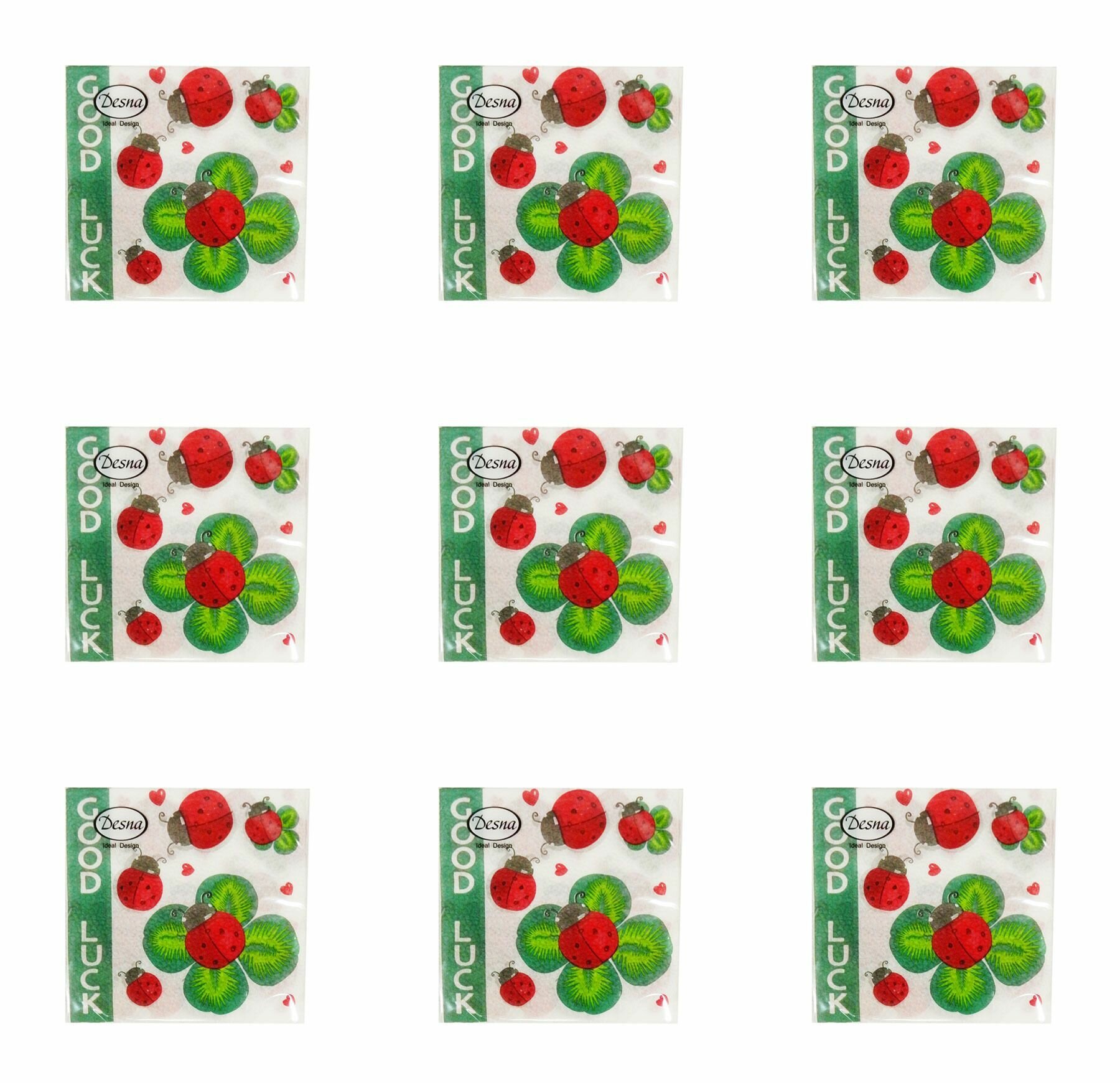 Desna Design Салфетки Good Luck, 1 слой, 24х24, 40 шт, 9 уп