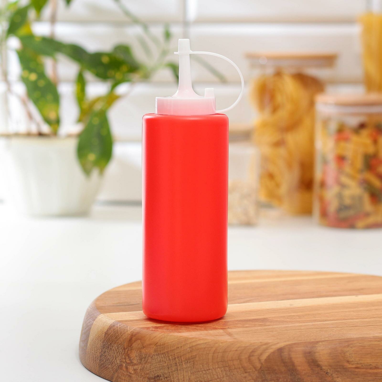 Бутылка для соуса, 400 мл, 5.7×19.2 см, пластик, красная