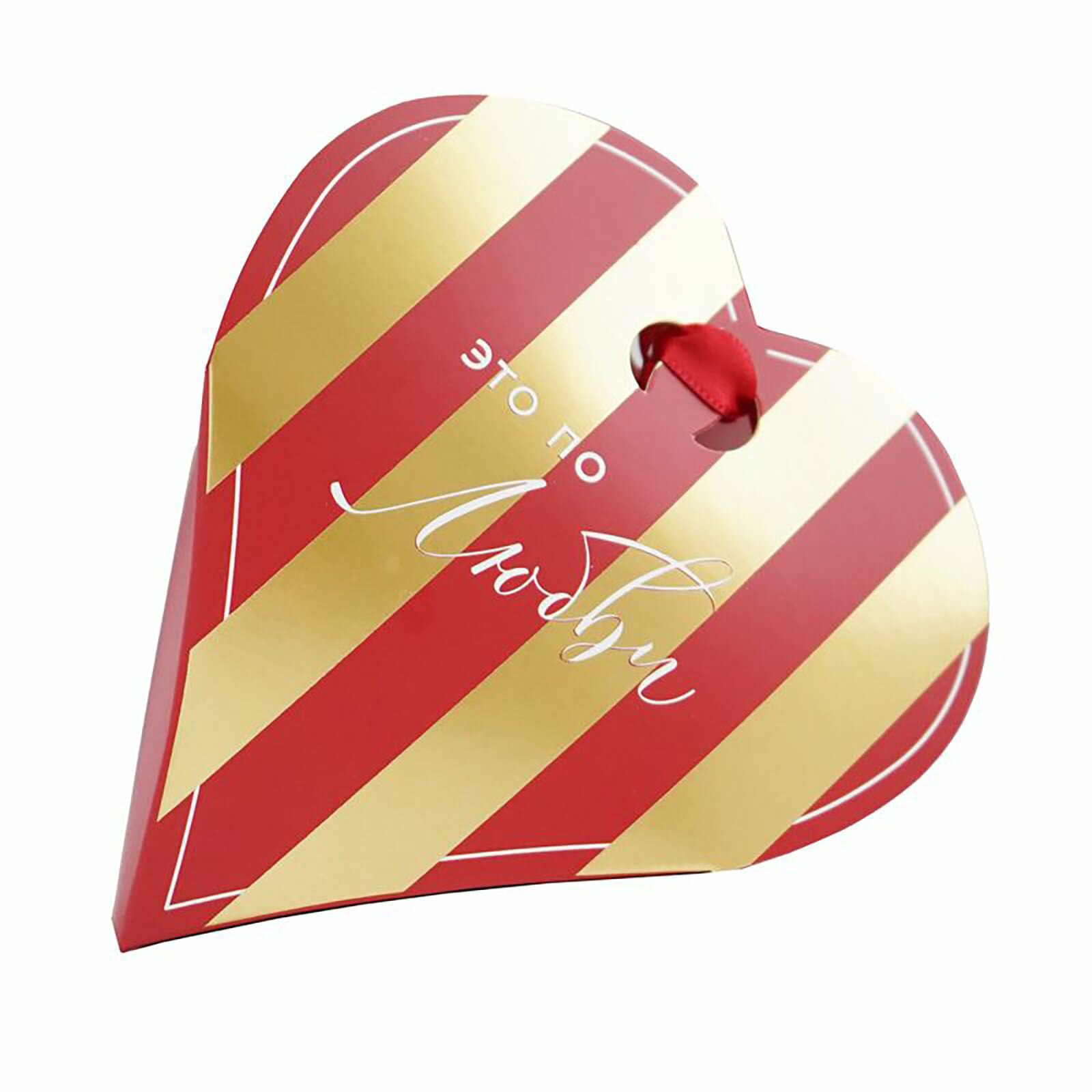 Коробка складная "Сердце", Бордо, Тиснение фольгой,(10,5*12,5*5 см), 1 шт.