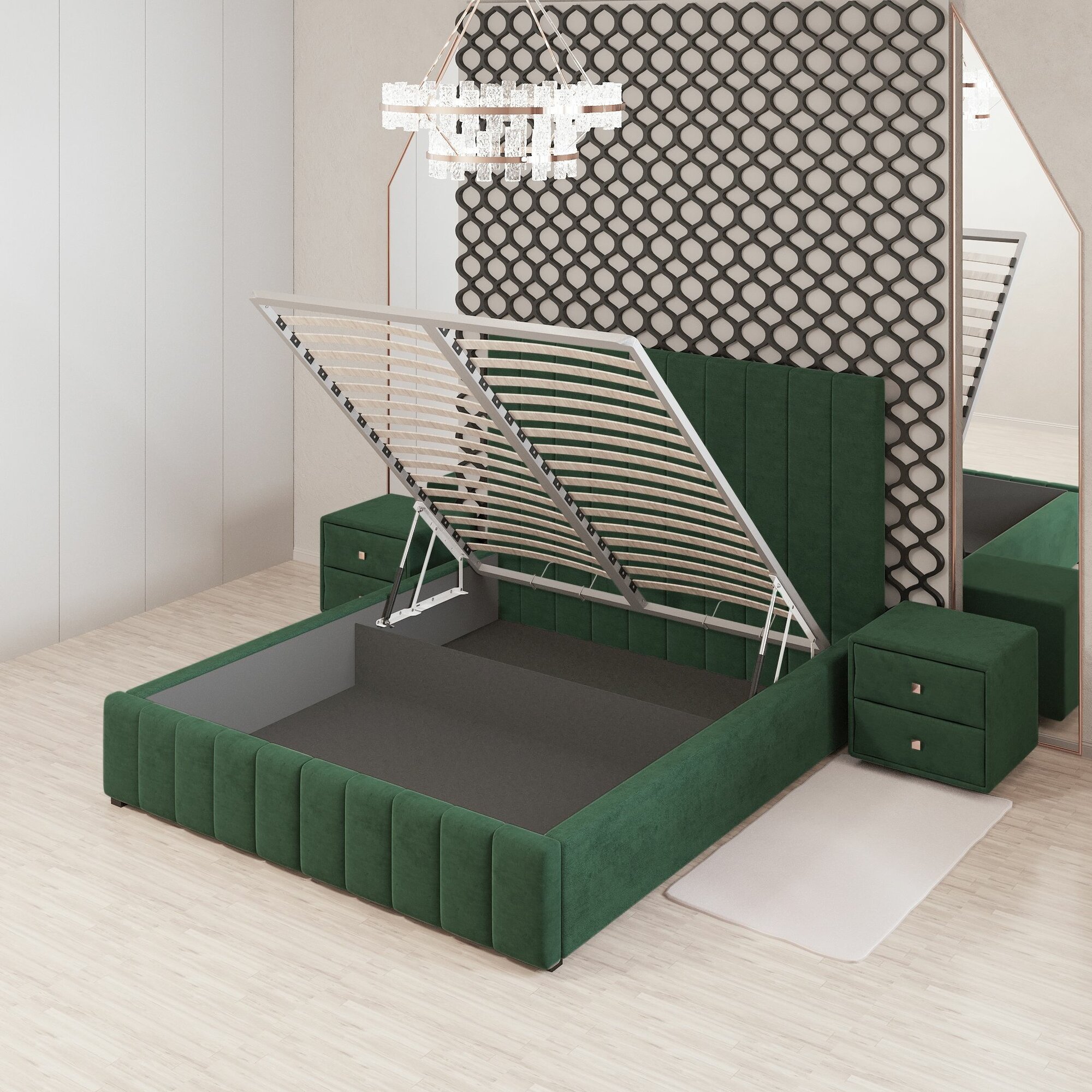 Двуспальная кровать 160х200 Милан (2024), с подъёмным механизмом, фабрика Микс-Интерьер (Россия)