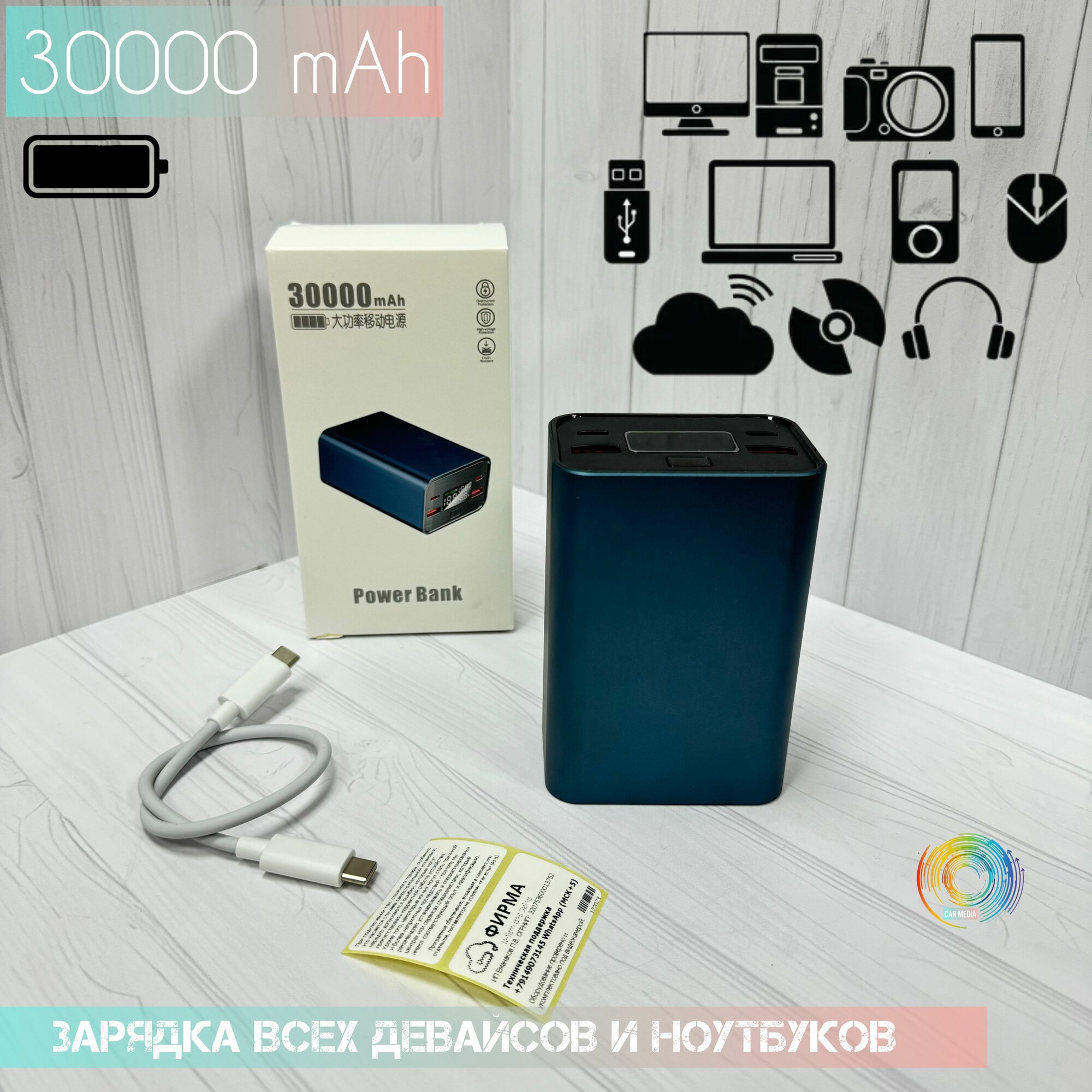 160W Внешний аккумулятор 30000 мАч быстрая зарядка Dual type C USB Charger PowerBank