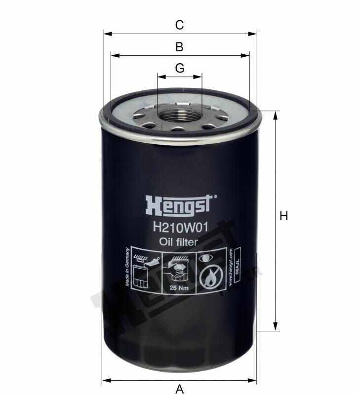 Фильтр масляный MAN M90. G90. L2000 , арт. H210W01 Hengst