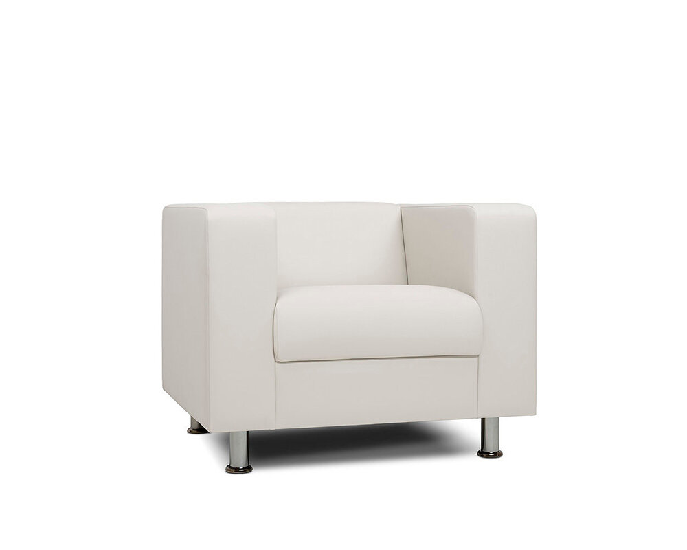 Кресло Шарм-Дизайн БИТ офисный, экокожа белый, для дома, зоны ожидания, нераскладной, с подлокотниками