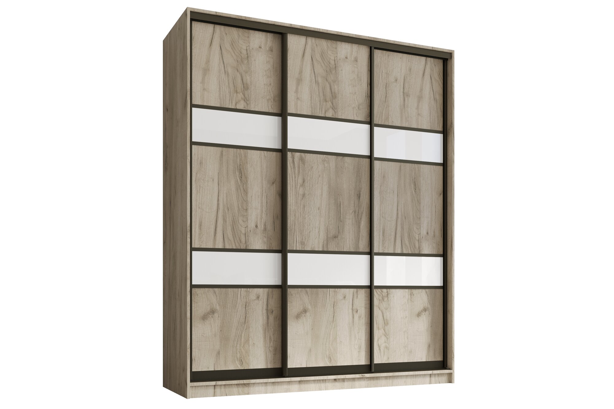 Шкаф-купе Каппи 3 160-45-220 дуб крафт серый профиль коньяк наполнение белье/платье/белье