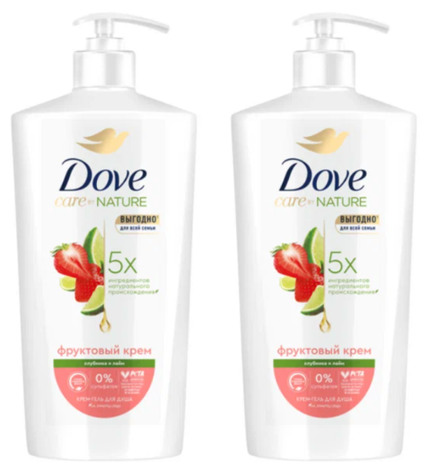 Гель для душа Dove Клубника-Лайм, 610 мл, 2 шт