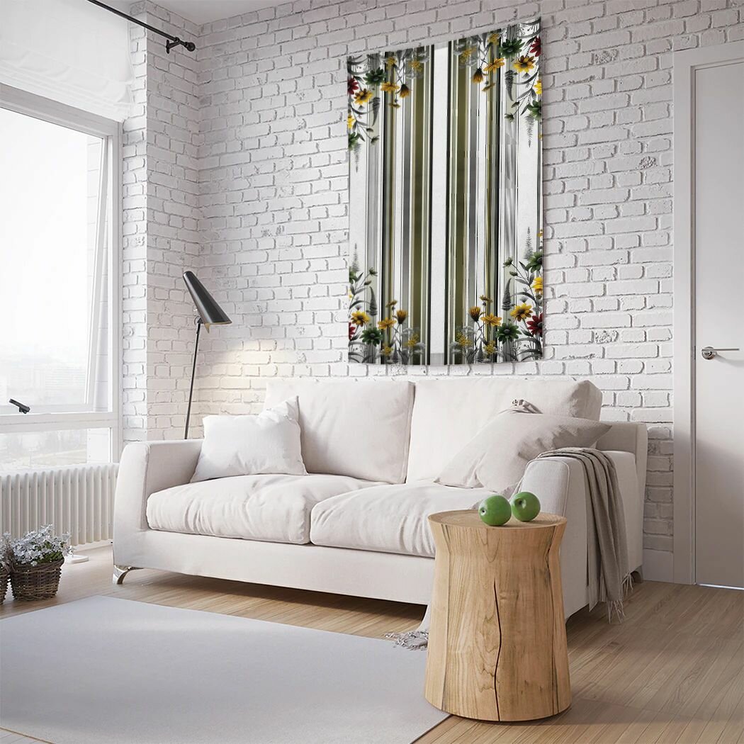 Вертикальное фотопанно на стену JoyArty "Цветущий контур", из ткани, 150х200 см