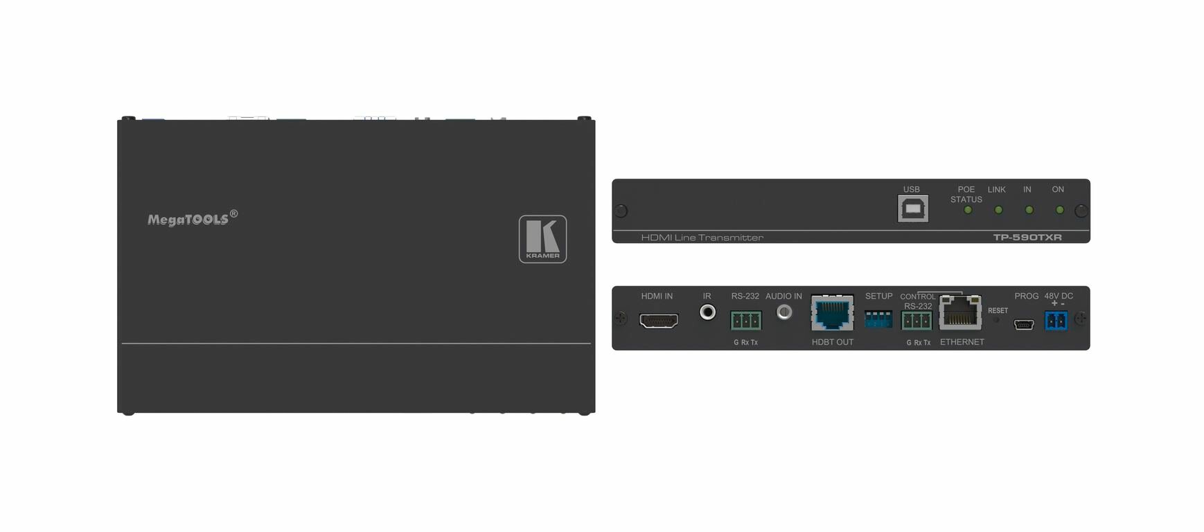 Kramer TP-590TXR Передатчик HDMI, Аудио, RS-232, ИК, USB по витой паре HDBaseT; поддержка 4К60 4:2:0, POE (50-80317090)