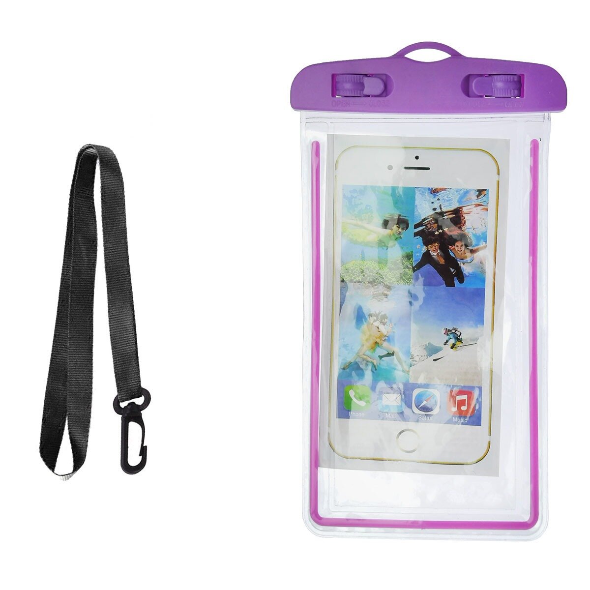 Чехол-сумка, для iPhone, Samsung, Huawei, Xiaomi, водонепроницаемый, прозрачный, фиолетовый