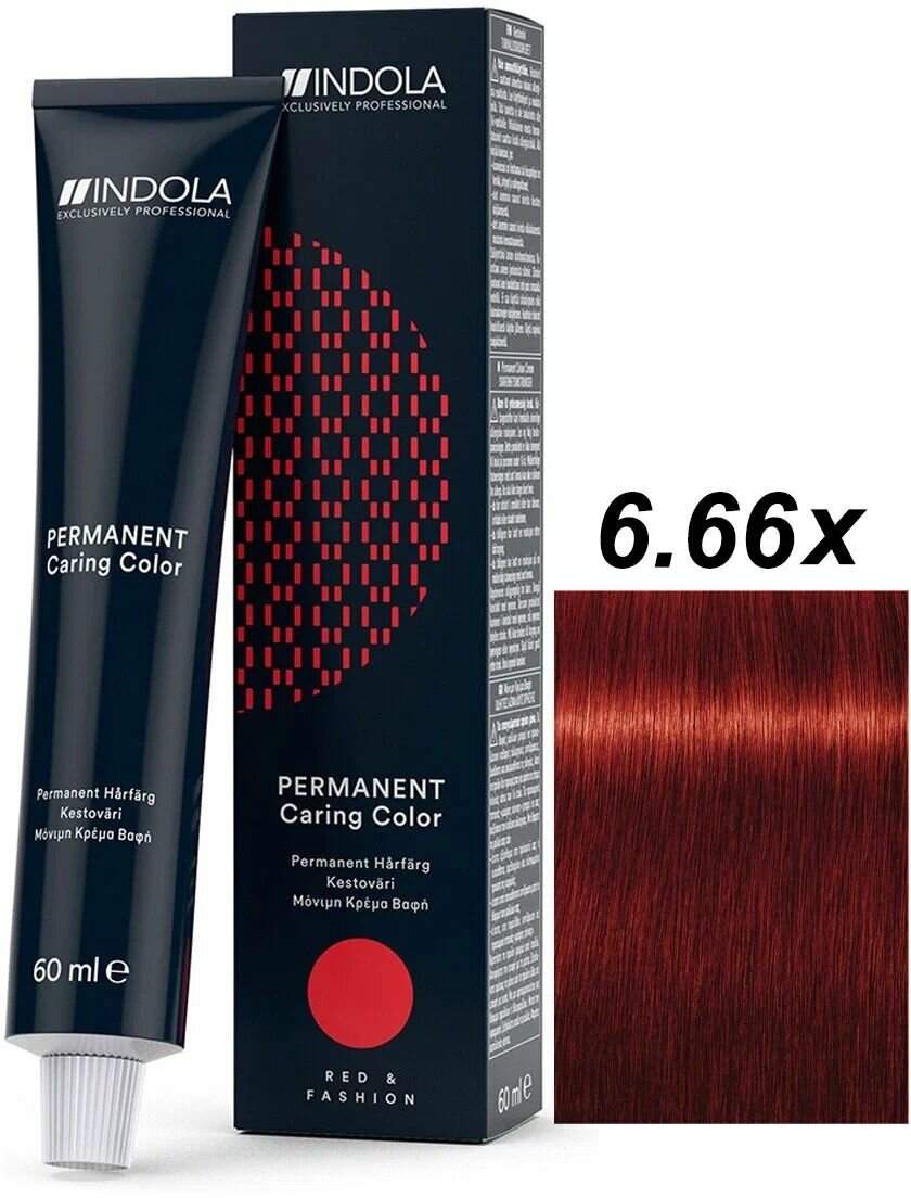 Indola Red and Fashion 6.66x Темный русый красный экстра Стойкая крем-краска для волос 60 мл