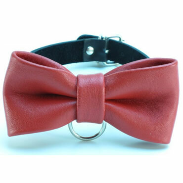24962 BDSM Арсенал Ошейник с бабочкой, черно-красный. На застежке