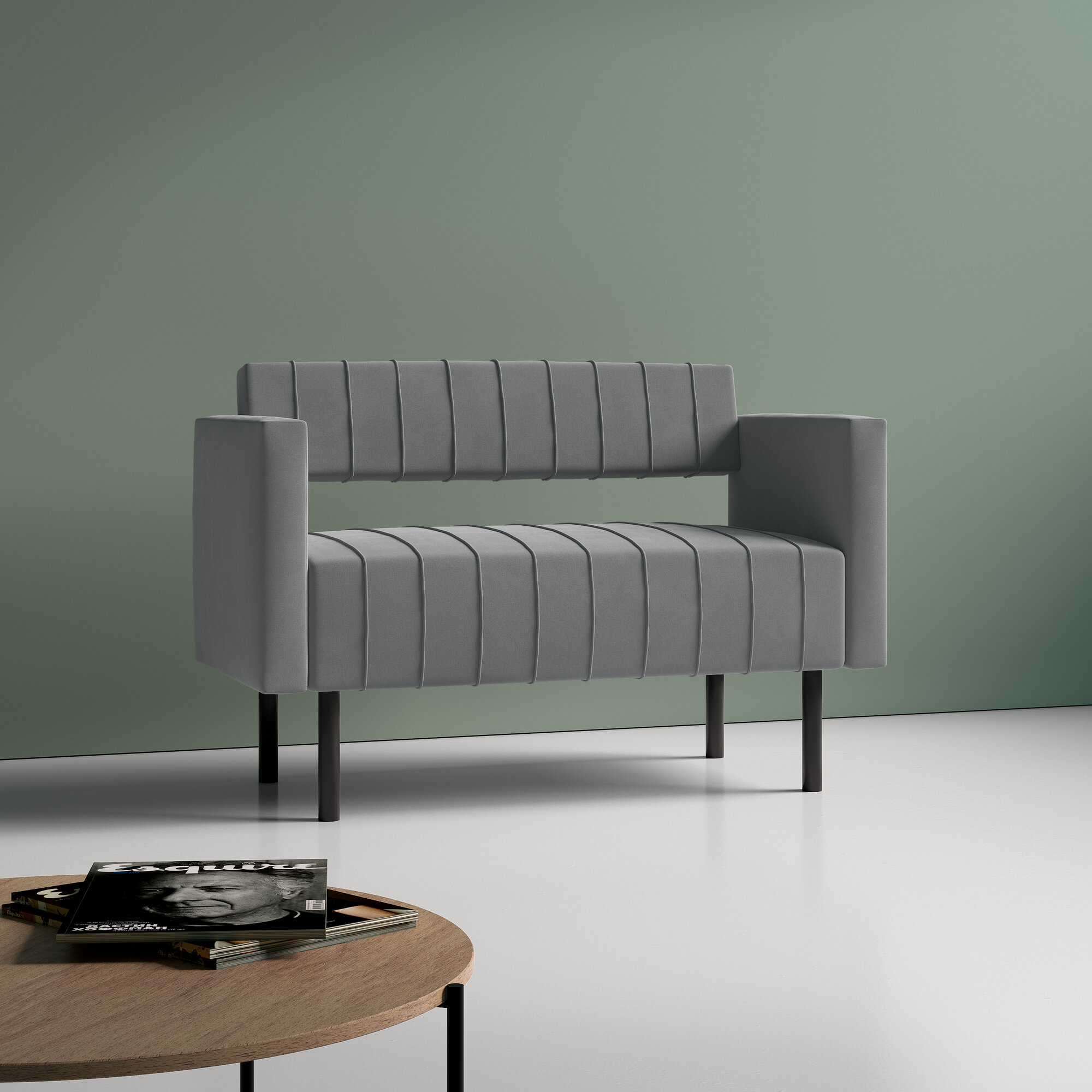 Диван RAIN, на кухню, в холл, в студию, 116 см, антивандальный велюр, серый