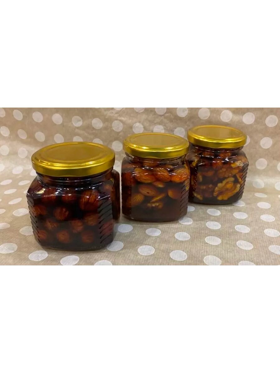 Набор меда с миндалем, фундуком, грецким орехами, 3х350гр
