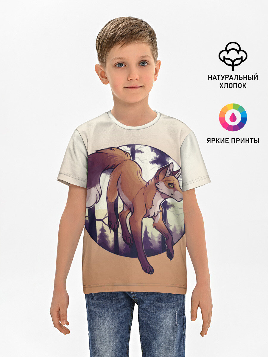 Футболка хлопковая детская Лисица рисунок