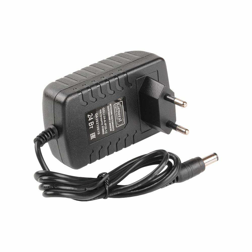 Источник постоянного напряжения с вилкой для светодиодной ленты General Lighting Systems 24Вт 110-240В IP20 GDLI-24-A-IP20-12 510002