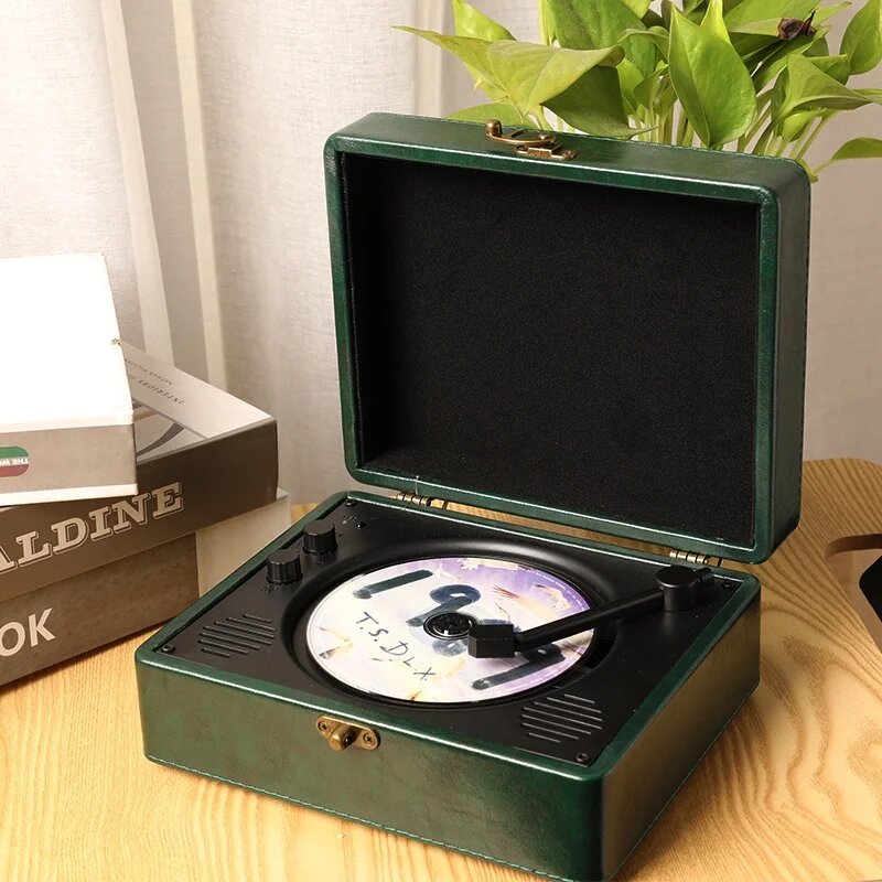 CD-плеер с Bluetooth для дома - ретро-чемодан, настольные CD-плееры со встроенными динамиками HiFi Bluetooth 5.0, поддержка FM, разъем для наушников AUX/USB, CD-плеер для подарков