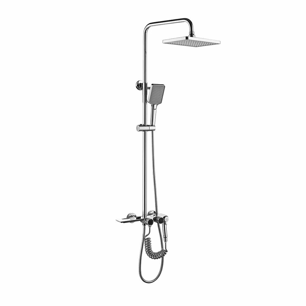 Душевая система из латуни с тропическим душем и гигиенической лейкой Vieir V323562 хром