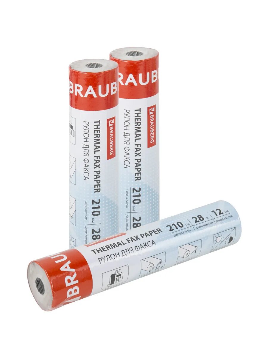 Рулон для факса 210 мм длина намотки 28 с повышенной плотностью