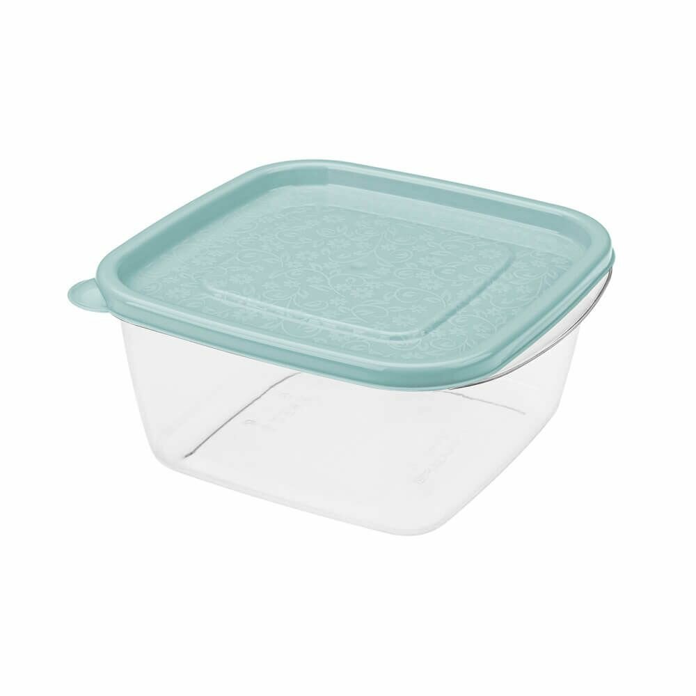 Контейнер пищевой Арт-Декор 1 л прозрачный с голубой крышкой