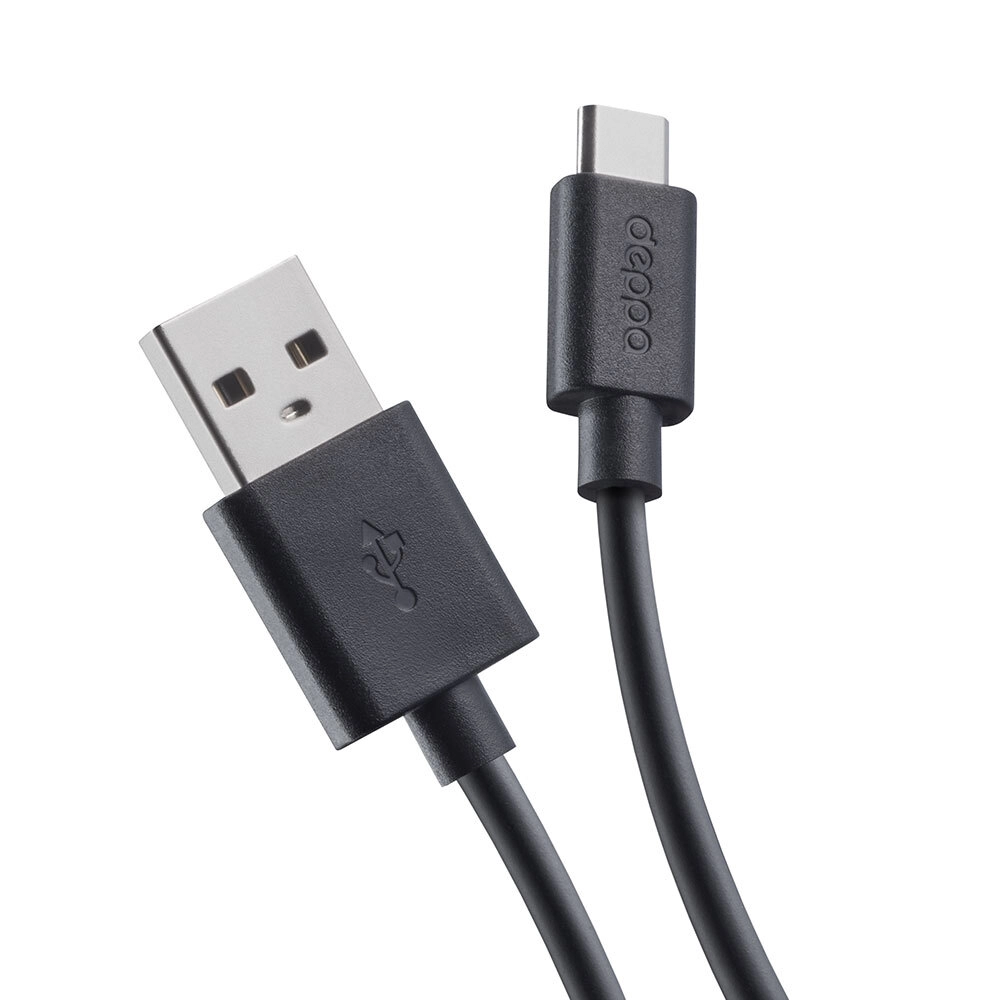 Дата-кабель USB-A - USB-C, USB 2.0, 2.4A, 1.2м, черный, Deppa