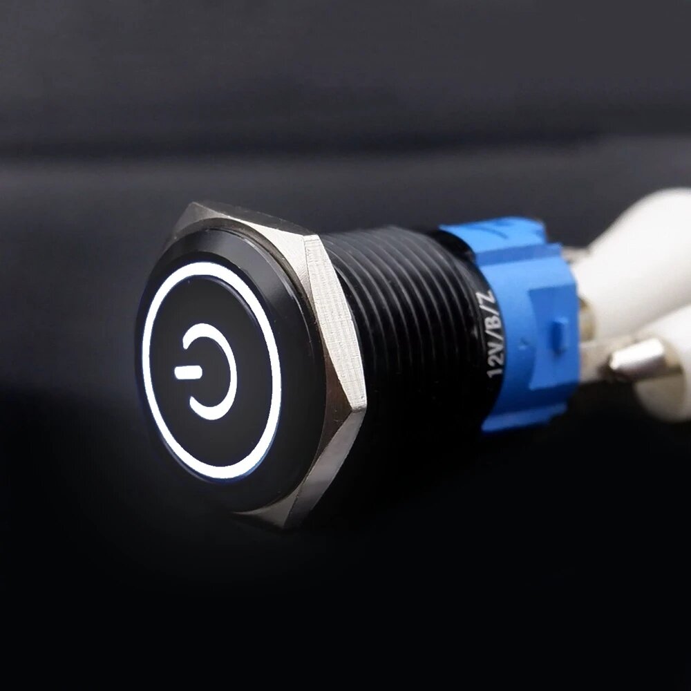 Металлические кнопки переключателей 16/19/22 мм с подсветкой 12/24/220/110 В 16mm, power supply white, Latching with wire, 110-220V