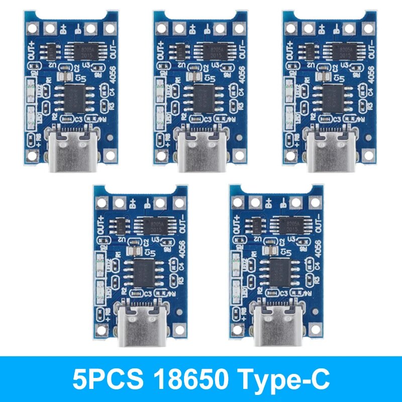 DIYTZT модуль зарядного устройства для литиевых батарей 18650 5pcs 18650 Type-C