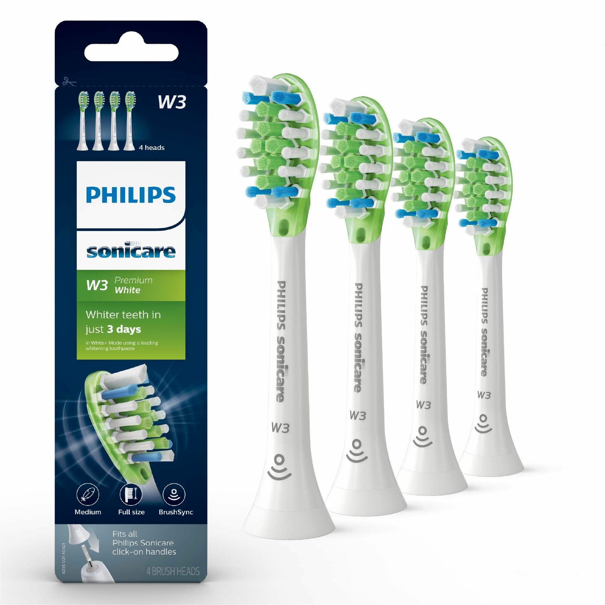 Насадка для электрической зубной щетки Philips Sonicare Белая замена головки зубной щетки HX9064 W3 4 шт.