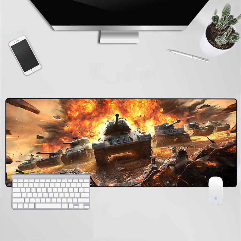Игровой коврик "Танковый бой-7", нескользящий, утолщенный, односторонний, 1000x500x3 мм