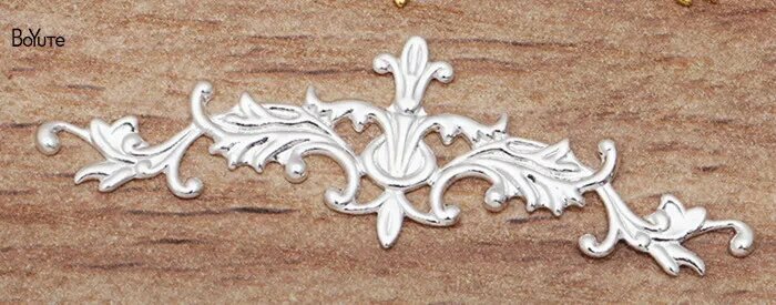 BOYUTE Филигранные цветочные амулеты из латуни 50 шт Silver Plated