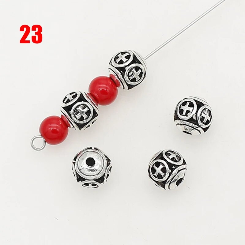 10 шт. винтажные серебряные бусины TOM YANG 8 мм 23