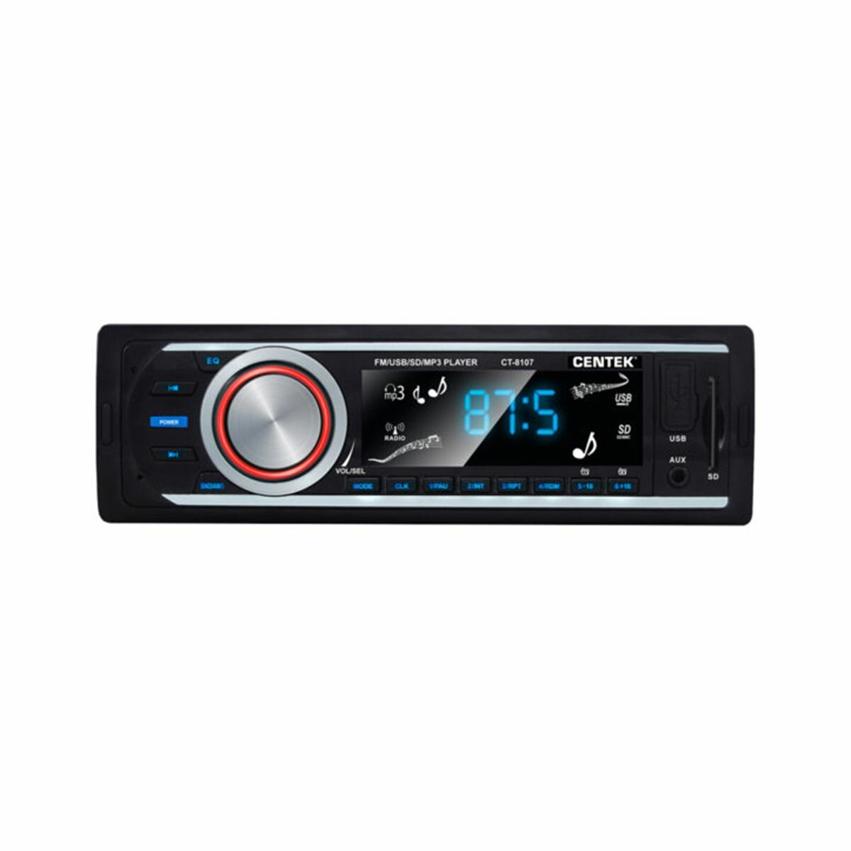 Автомагнитола "Centek" СТ-8107, 1DIN, 4 х 50 Вт, SD/MMC/USB.